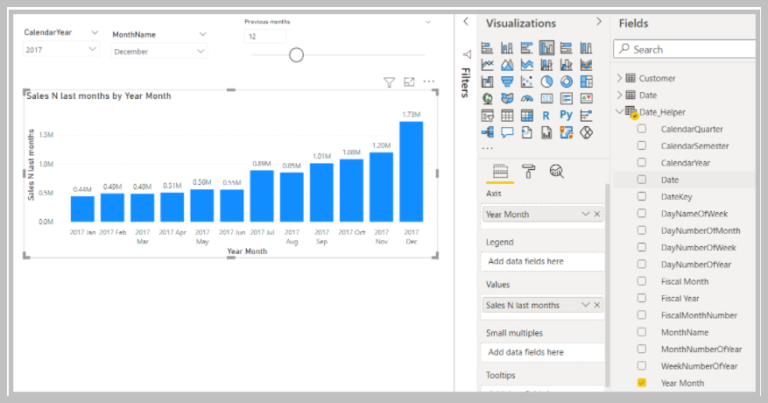 Show data for the last N months based on a selected month – Cloud BI